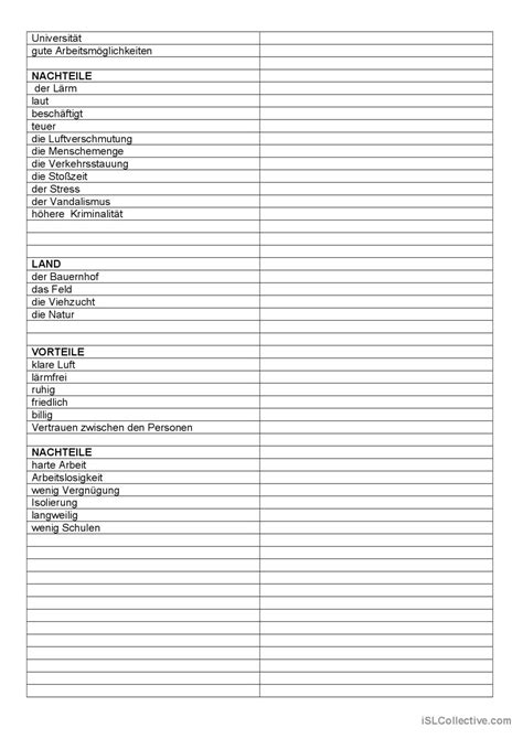 Stadt und Land bildwörterbücher ode Deutsch DAF Arbeitsblätter pdf doc