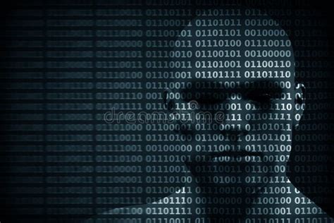Man Face Blended With Binary Code Digits Concept Of Hacker Data