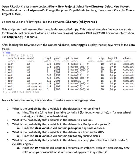 Solved Open RStudio Create A New Project File New Chegg