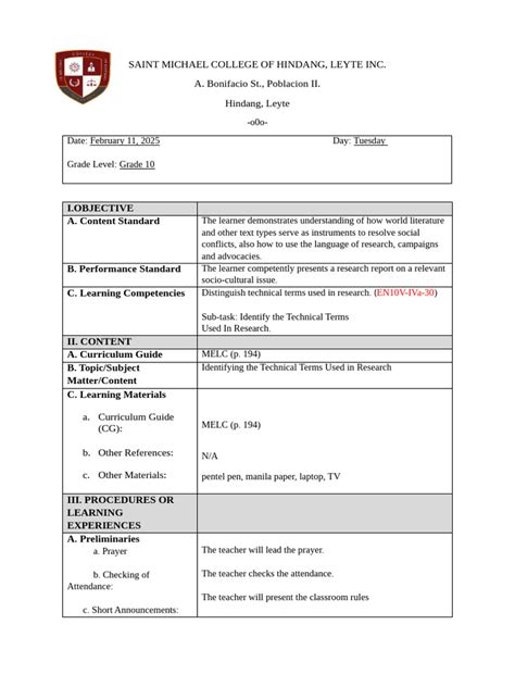 Lesson Plan G10 Module 1 1 Pdf Data Bibliography