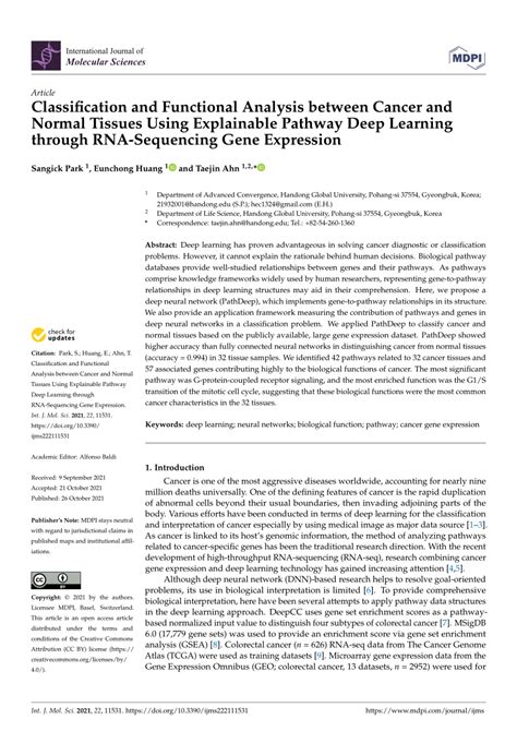 Pdf Classification And Functional Analysis Between Cancer And Normal