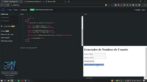 Formulario Generador De Nombres De Usuarios Html Javascript Youtube