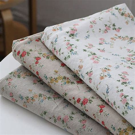 Linen Fabric Floral Vintage Etsy