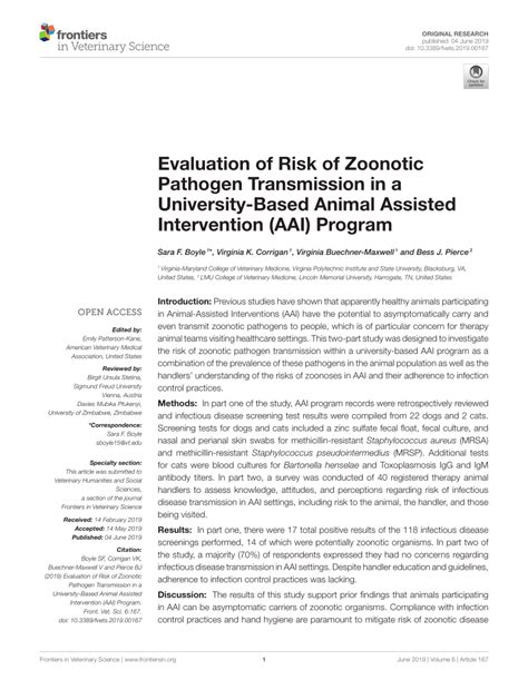 Pdf Evaluation Of Risk Of Zoonotic Pathogen Transmission In A