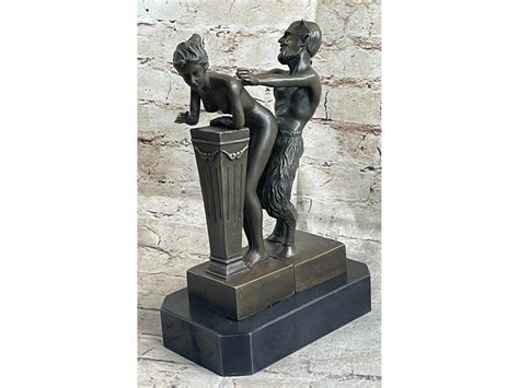 Erotic Bronze Sculpture Of Satyr And Nymph Girl Having Sex Metal Etsy