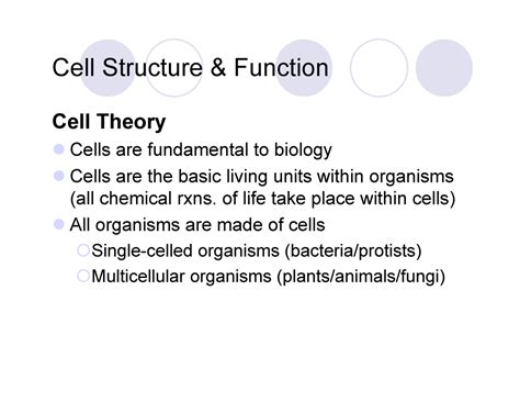 Lec Lecture Notes For Bioligy Cell Structure Function Cell Theory Cells Are Fundamental