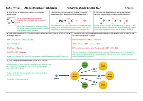 Gcse Physics Atomic Structure Techniques Answers Sheet Browsegrades