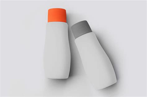 컬러 배경에 화장품플랫 레이 구성 빈 화장품 포장 모형 2 병 오렌지 캡 0명에 대한 스톡 사진 및 기타 이미지 0명 건강관리와 의술 건강한 생활방식 Istock