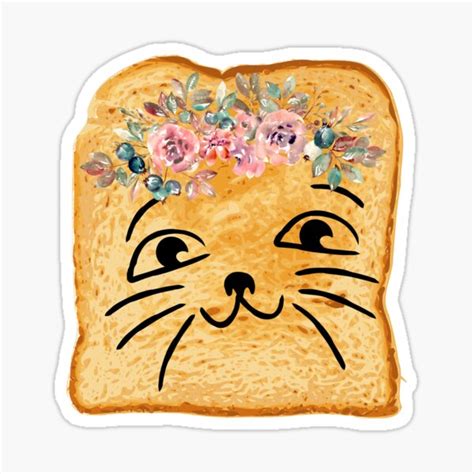 Cat Flower Toast Sticker For Sale By Locoo101 Redbubble