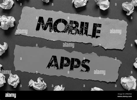 handwriting text mobile apps concept meaning a software application