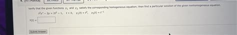 solved verify that the given functions y1 ﻿and y2 ﻿satisfy