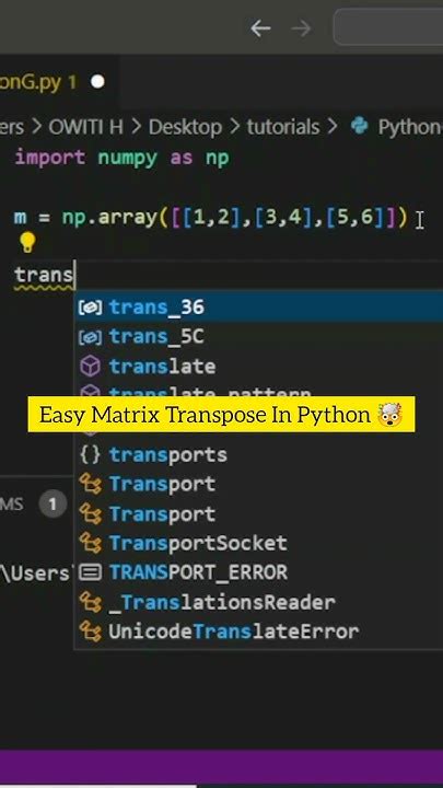 How To Transpose A Matrix With Pythoneasy🤯 Pythonprogramming Youtube