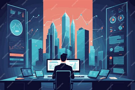 business analyst working on data in a futuristic office premium ai generated vector