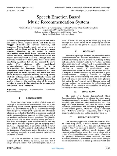 speech emotion based music recommendation system pdf deep learning