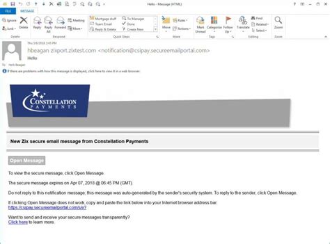 Receiving Encrypted Email Constellation Payments ZixAware