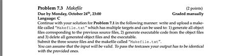 problem 7 3 makefile 2 points due by monday