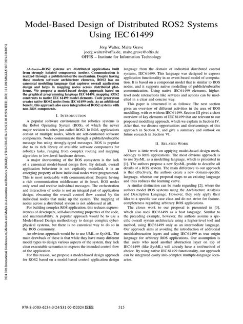 Model Based Design Of Distributed Ros2 Systems Using Iec 61499 Pdf