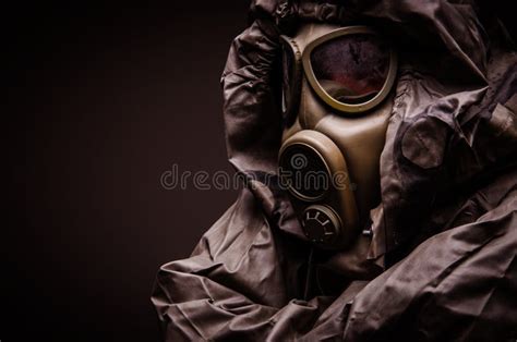 Man With A Gas Mask Wearing Hazmat Suit Close Up Stock Image Image