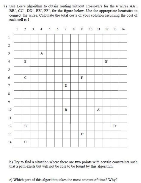 solved a use lee s algorithm to obtain routing without