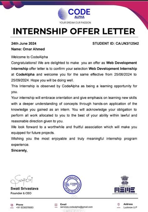 Omar Ahmed On Linkedin Internship Codealpha Webdevelopment