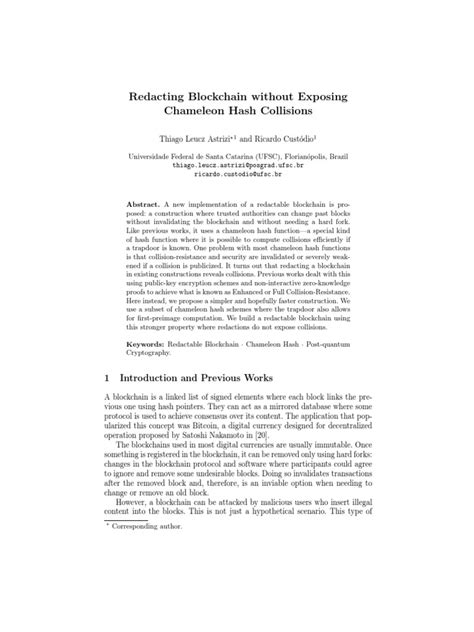 Redacting Blockchain Without Exposing Chameleon Hash Collisions Pdf
