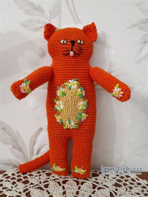 Котик рыжик игрушка крючком Мастер класс от Фланденой Татьяны
