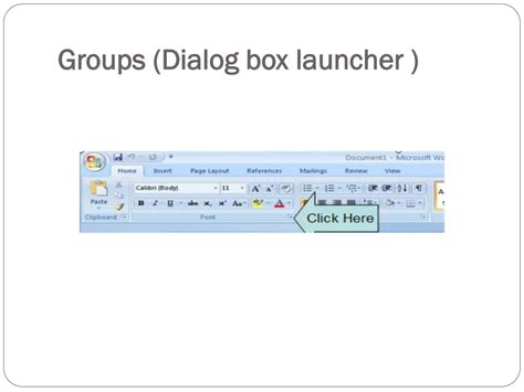 dialog box launcher word