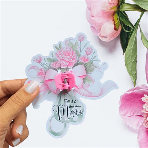 12 Cartões prendedores de cabelo Dia das Mães Ateliê Jequitibá