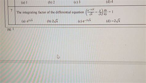 The Integrating Factor Of The Differential Studyx