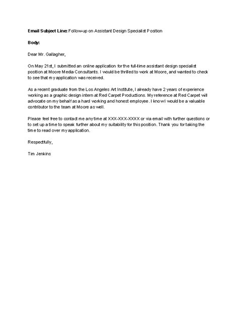 Email To Check In On Status Of Application Artofit