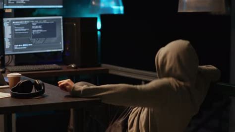 Tired Programmer Falling With Chair Working Late At Night Technology Stock Footage Ft Falling