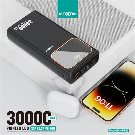 Moxom Mx Pb65 30000mah Powerbank Pioneer Lcd Pd 20w Scp 22 5w Super