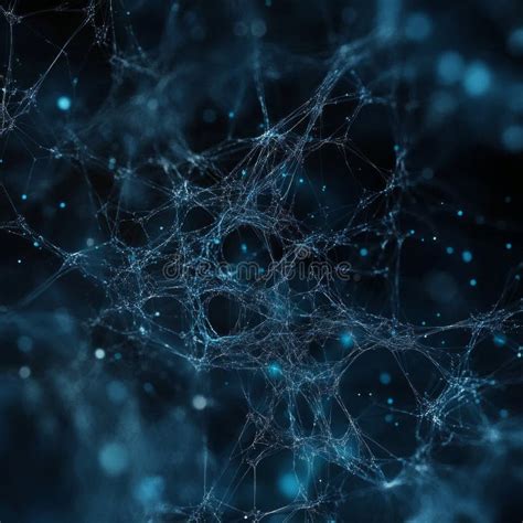 intricate blue neurons network on dark background with glowing