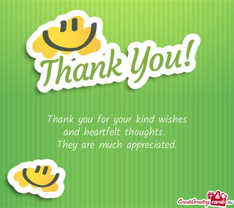 Thank You For Your Kind Wishes And Heartfelt Thoughts Free Cards