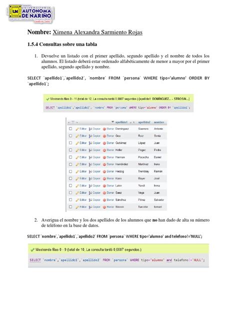 Base De Datos Universidad A Ximena Sarmiento Descargar Gratis Pdf