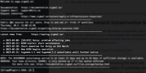 Status And Maintenance Of Systems Sigma2 Documentation