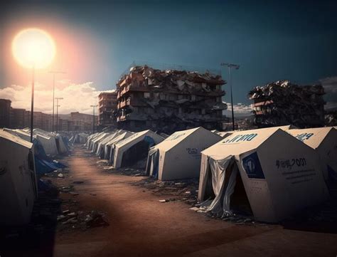 Campo de refugiados para pessoas desabrigadas após desastres naturais ou cidade de tendas de