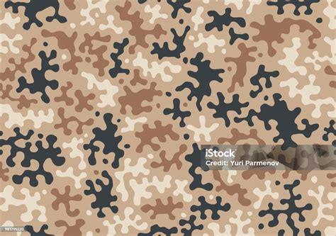 위장 패턴 배경 원활한 벡터 일러스트 레이 션입니다 고전적인 군사 의류 스타일입니다 카 모 반복 인쇄 마스크 베이지색 갈색 황토