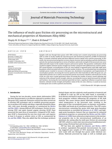 Pdf The Influence Of Multi Pass Friction Stir Processing On The