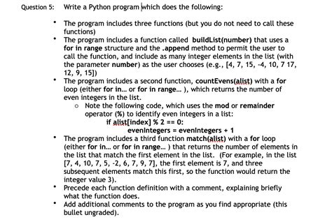 Solved Question 5 Write A Python Program Which Does The