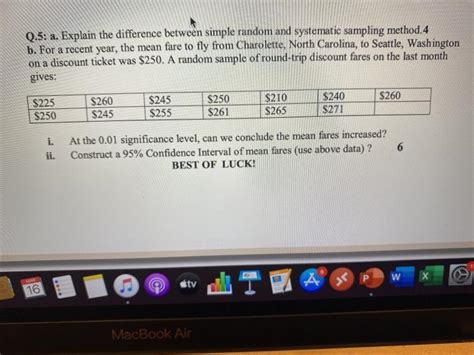 Solved Q5 A Explain The Difference Between Simple Random
