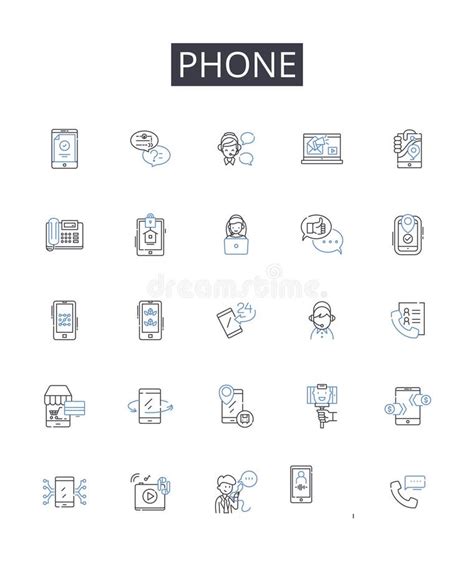 Phone Line Icons Collection Tablet Mobile Handset Cellph