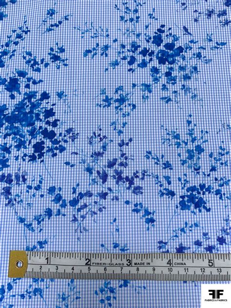 Italian Floral Printed And Mini Gingham Yarn Dyed Cotton Shirting