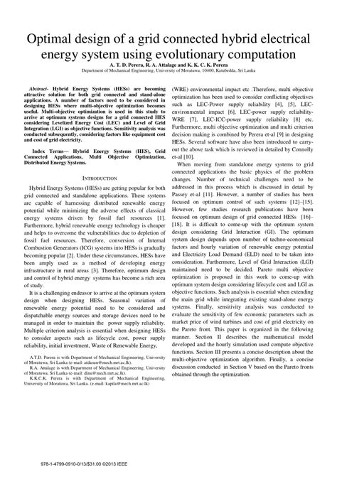 Pdf Optimal Design Of A Grid Connected Hybrid Electrical Energy