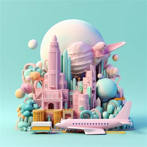Premium Ai Image Travel Minimalist Vector Illustration