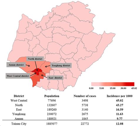incidence of reported dengue cases by administrative district in the