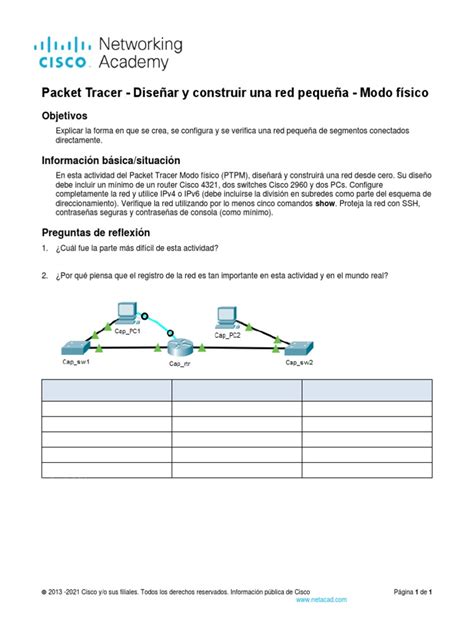 1781 Packet Tracer Design And Build A Small Network Physical Mode Es Xl Pdf