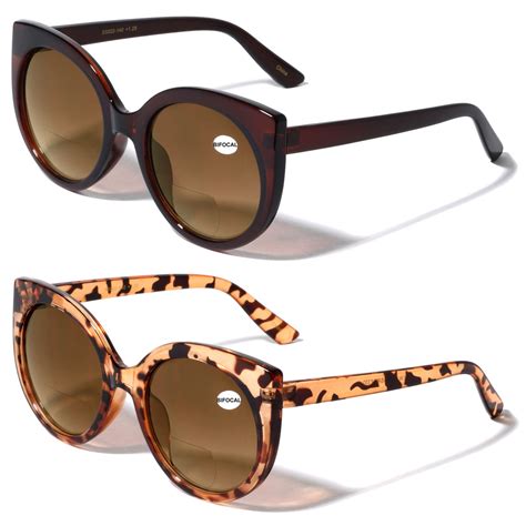 Vwe 2 Pairs Women Bifocal Reading Sunglasses Reader Glasses Round