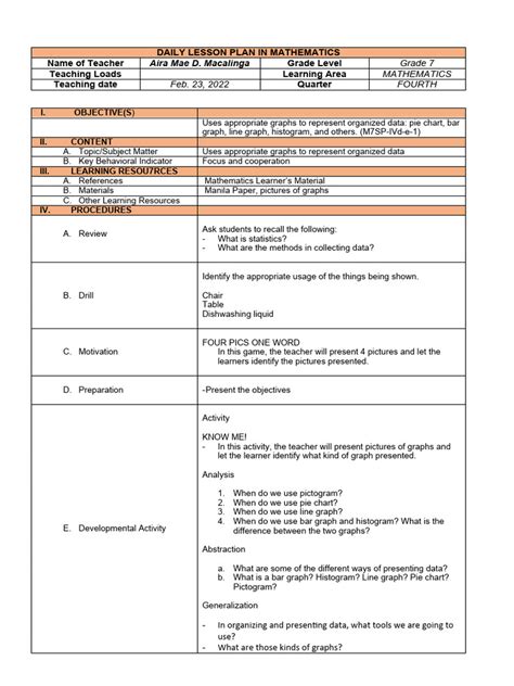 Uses Appropriate Graph To Represent Organized Data Pdf Learning Chart