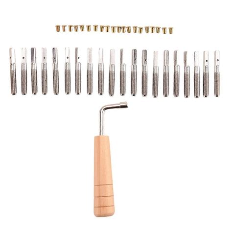 20 Pcs Tuning Pin Nails And 20pcs Rivets With L Shape Tuning Wrench For Lyre Harp Small Harp